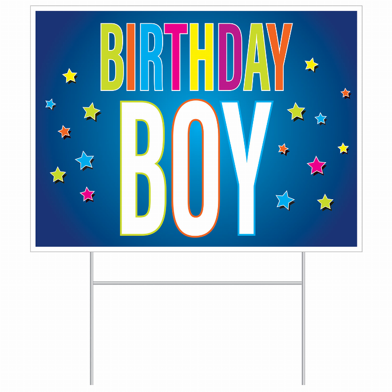 Beistle All Weather Birthday Boy Yard Sign - Party Supply Decoration ...