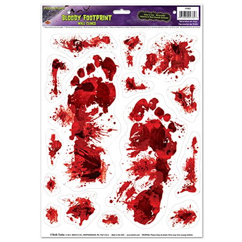New Bloody Footprints Peel 'N Place Party Wall Clings Decoration 12-17 ...