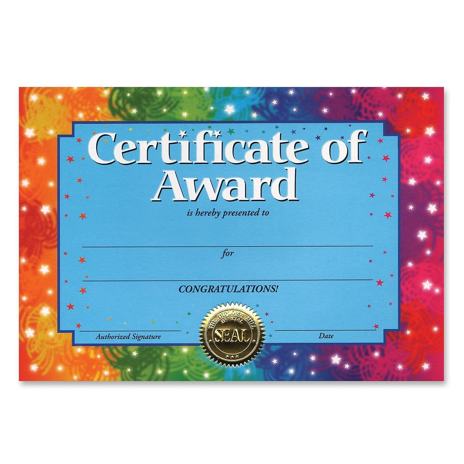 Beistle CG080 Colorful Stars Certificate Of Award, Multicolor, 5" x 7 ...