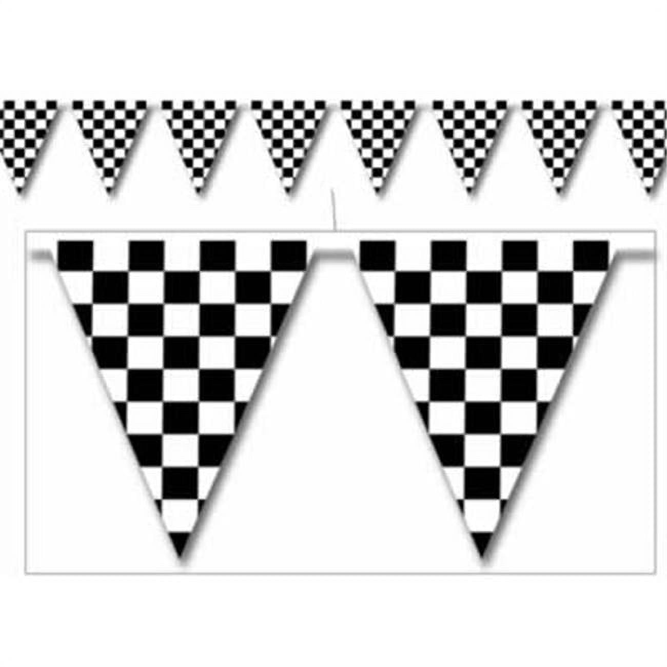 Beistle - Checkered Pennant Banner Pack of 12 - Black and White - 10 ...