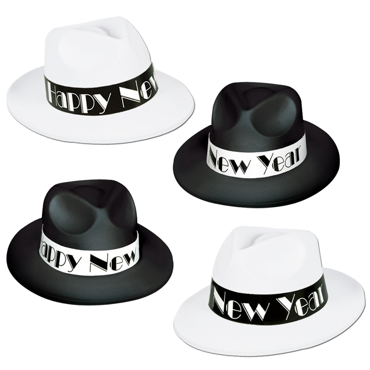 Beistle Club Pack of 25 Festive "Happy New Years" Chicago Swing Fedoras ...