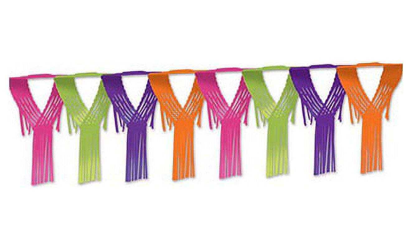 Beistle Club Pack of 12 Bright Neon Colored Drop Fringe Tissue Streamer ...
