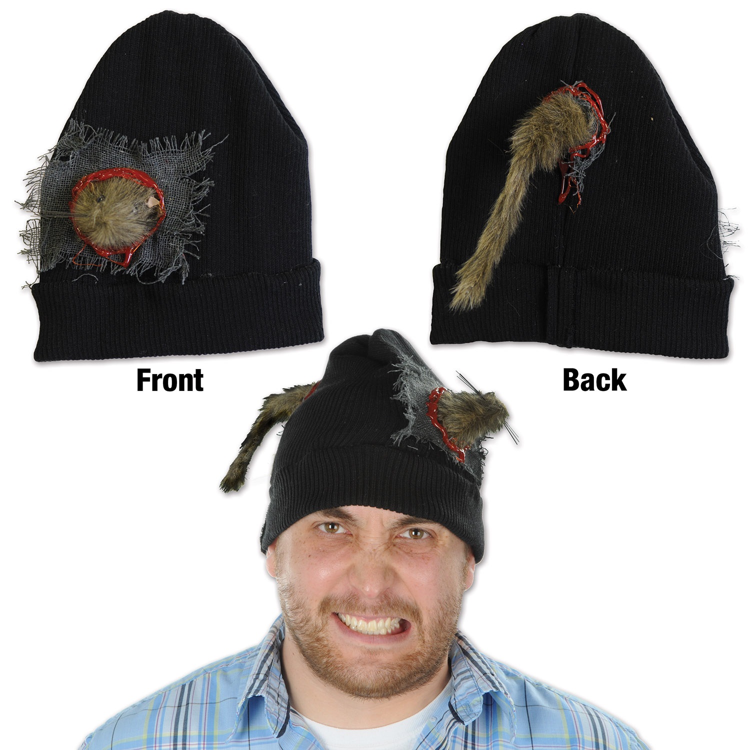 Beistle Club Pack of 12 Halloween Creepy Bloody Rat Knit Caps 11.5 ...