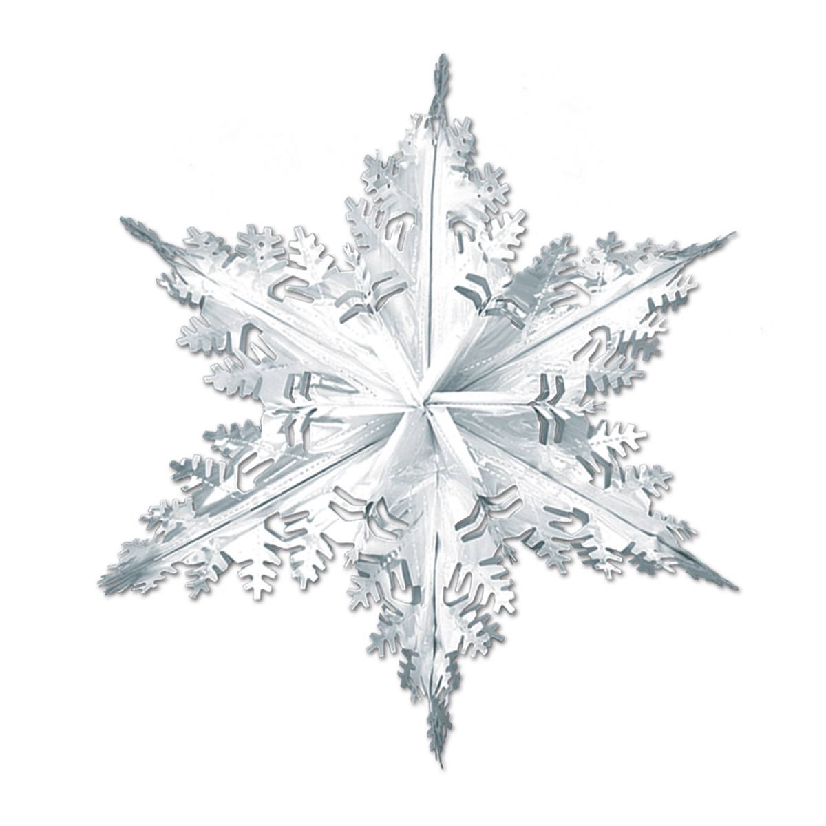 Beistle Club Pack of 12 Metallic Silver Winter Snowflake Hanging ...