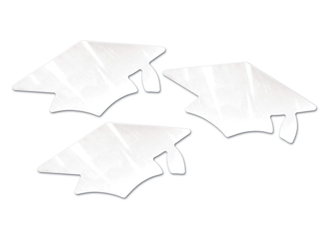 Beistle Club Pack of 18 White Metallic Graduation Cap Grad Party Cutout ...