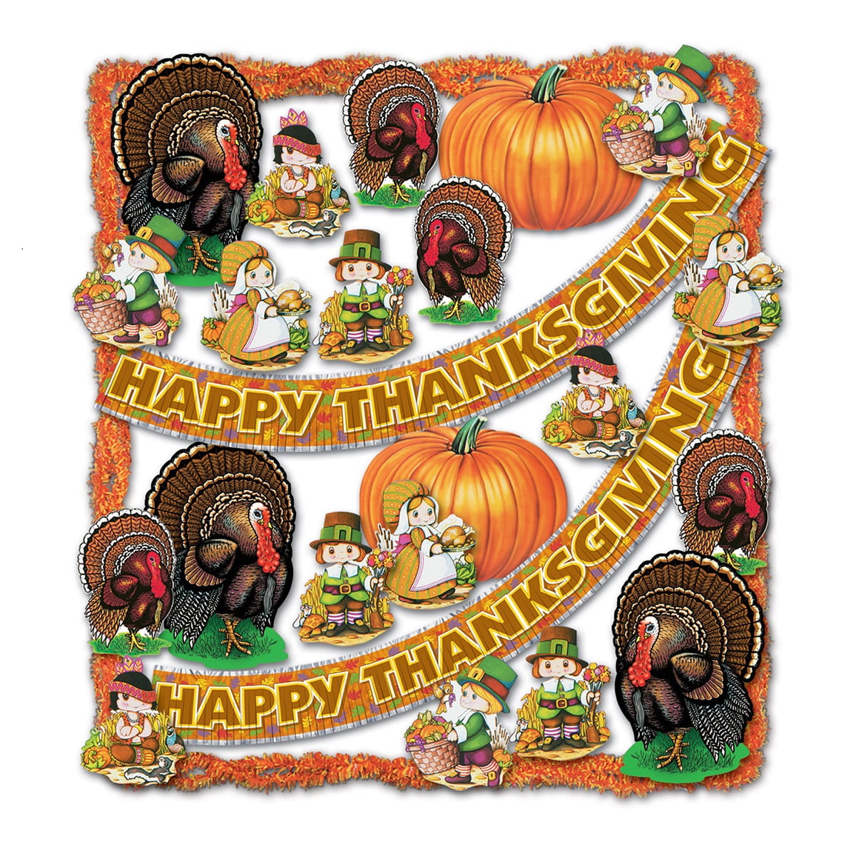 Beistle Club Pack of 25 Vibrantly Colored Pilgrims, Turkeys and ...