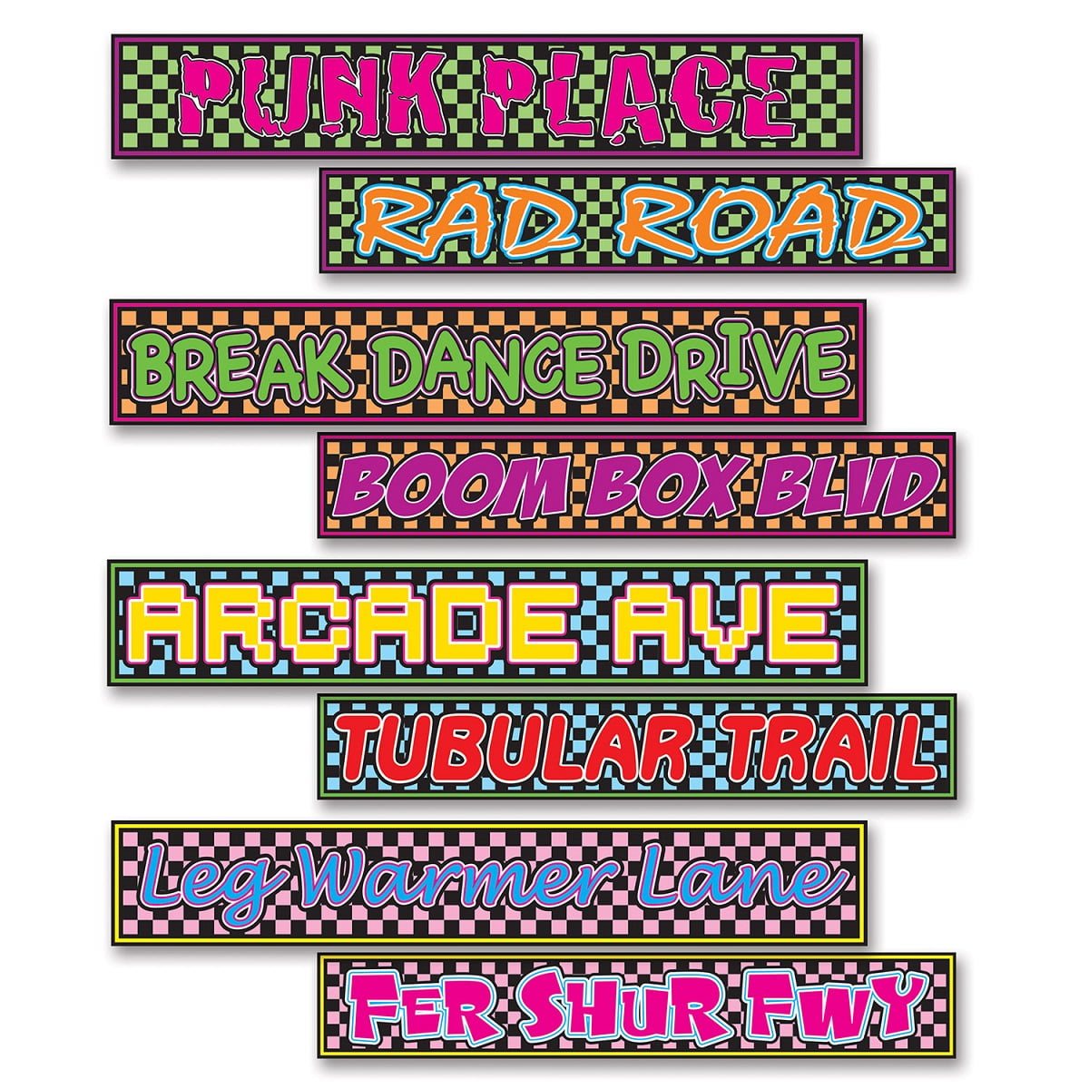 Beistle Club Pack of 48 Vibrantly Colored 80's Street Sign Cutout ...