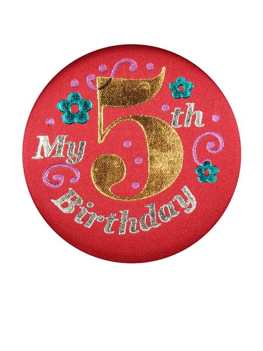 Beistle Cluib Pack of 6 Red "My 5th Birthday" Decorative Satin Buttons ...