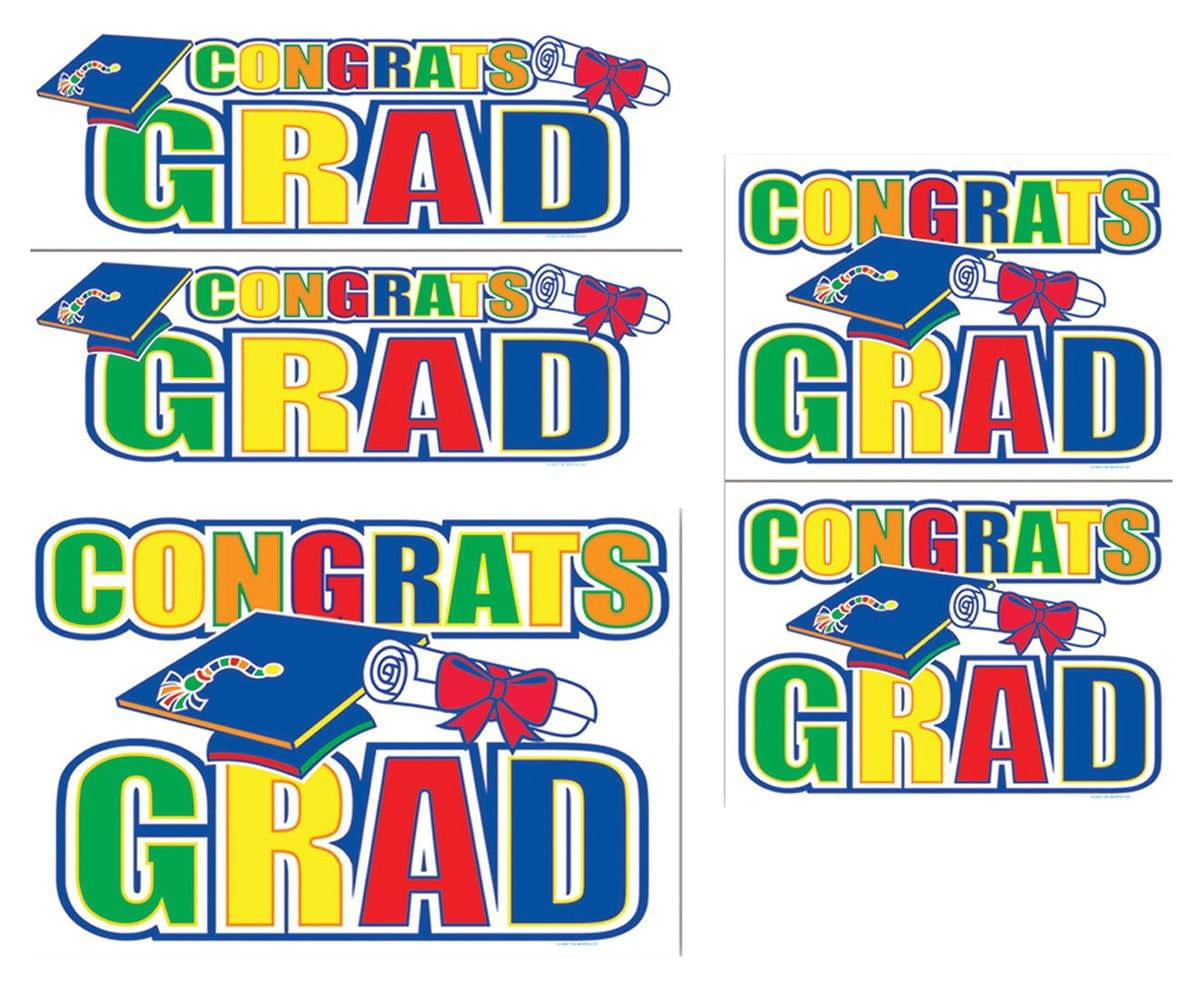 Beistle Congrats Grad Car Clings Decorations 19" x 11" sheet 5pc ...