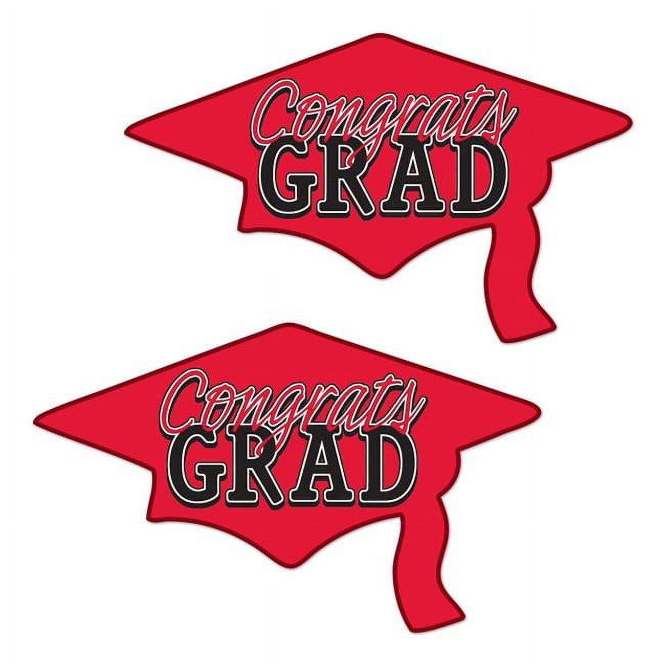 Beistle Congrats Grad Cutouts, 2-Count Large Graduation Cap Decorations ...