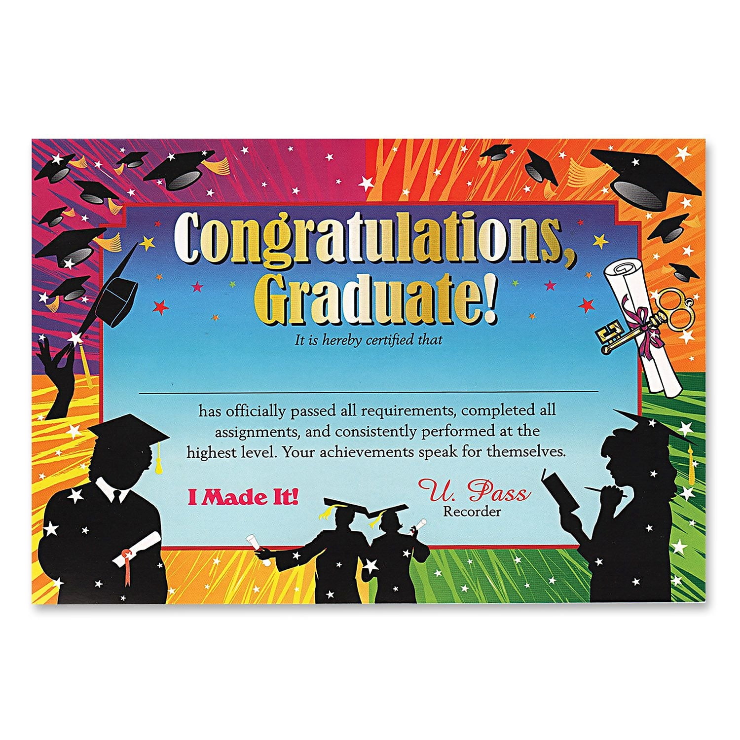 Beistle Congratulations Graduate Certificate; 5" x 7" CG117 - Walmart.com