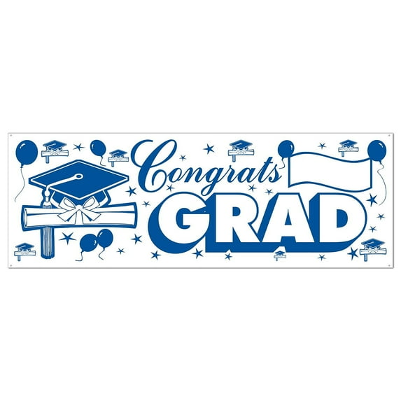 Beistle Graduation Congrats Grad Vinyl Party Banner 5' Plastic Sign ...