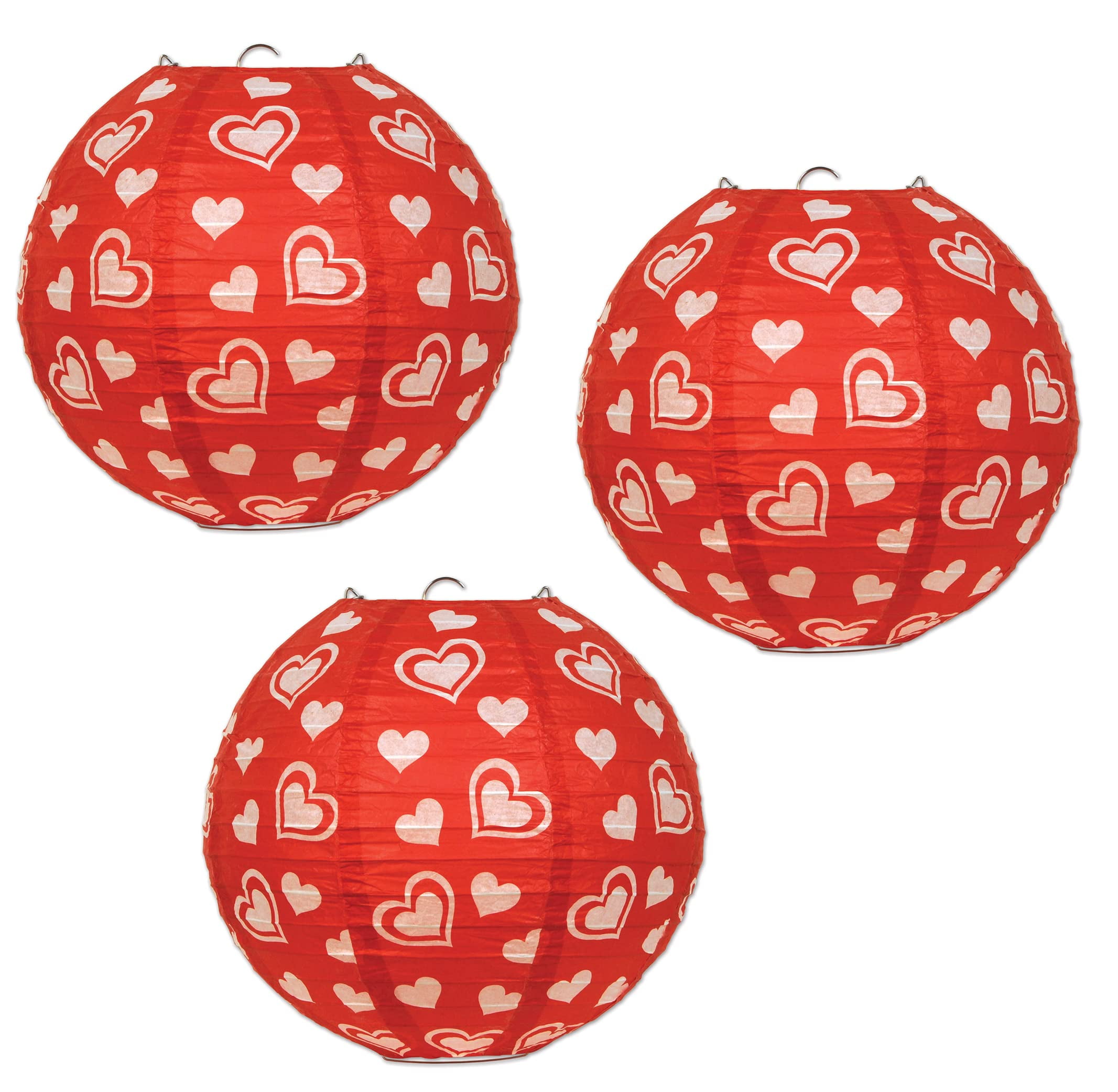 Beistle Heart Paper Lanterns, 91/2-Inch, Red/White - Walmart.com