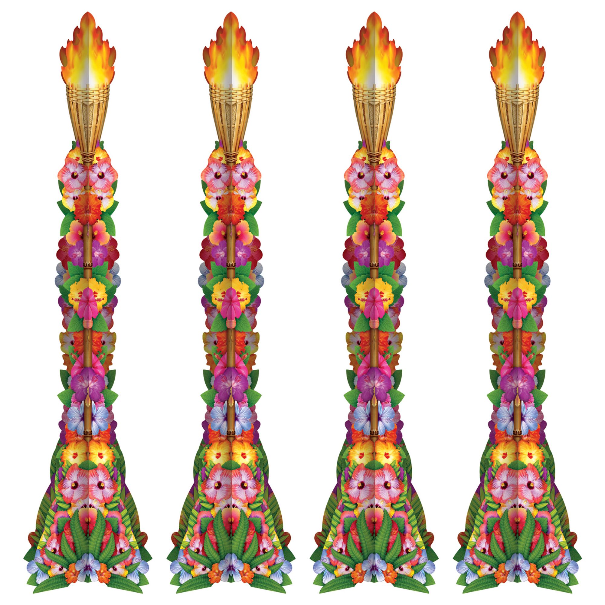 Beistle Luau 3D Tiki Torch Prop Decorations - 4' - Multicolor - Pack of ...