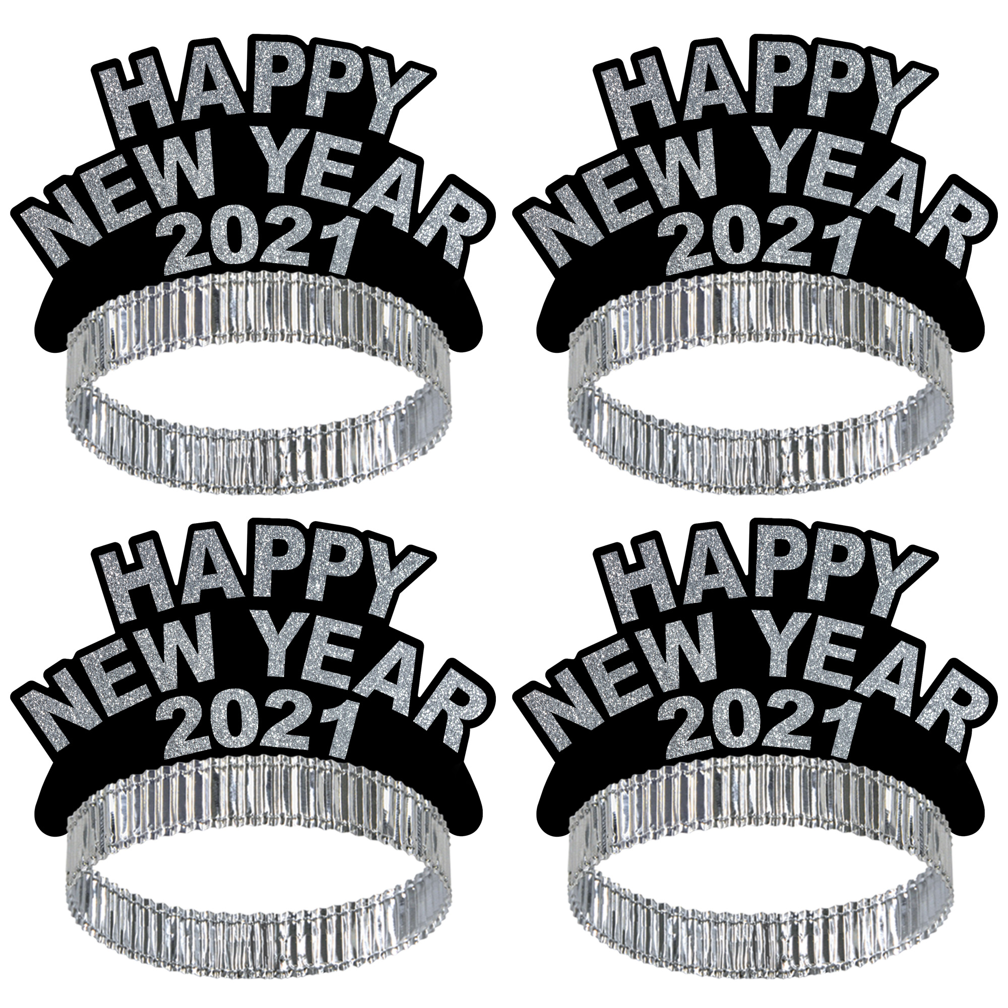 Beistle New Year's Eve Black and Silver Paper Tiaras, 4 Pack - Walmart.com