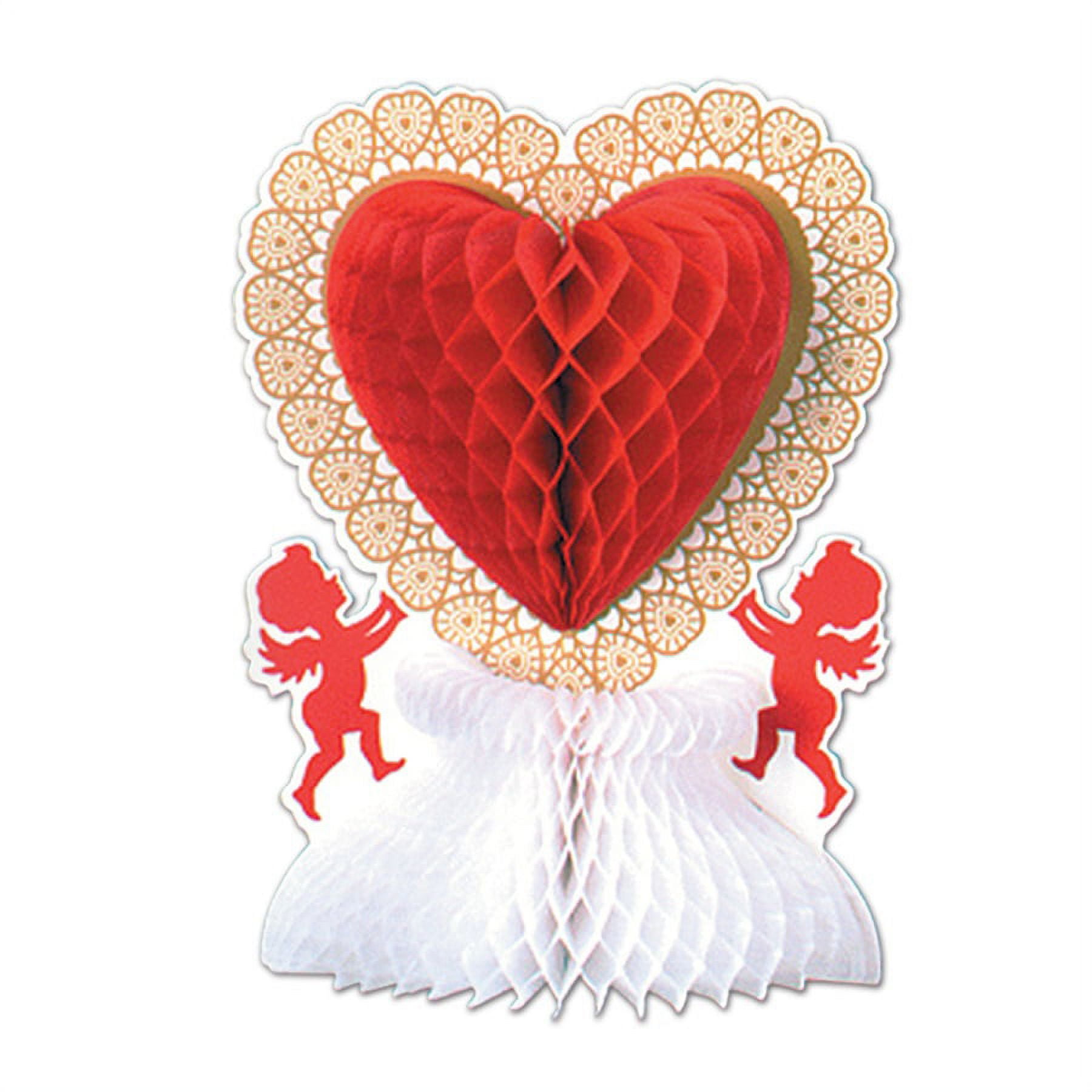 Beistle Pack of 12 Red and White Tissue Heart Valentine Centerpieces 11 ...
