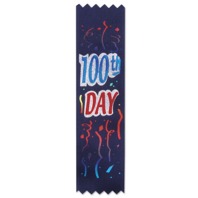 Pack of 30 Navy Blue "100th Day" School Achievement Award Ribbons 6.25 ...