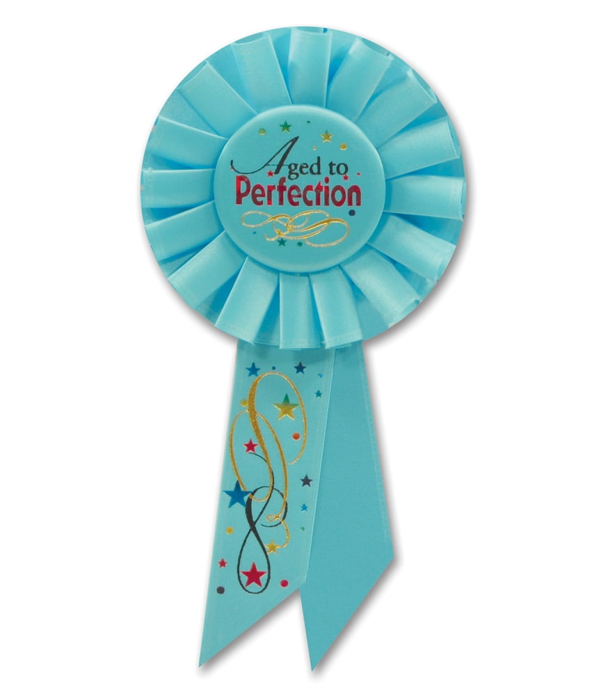 Beistle Pack Of 6 Blue Aged To Perfection Birthday Party Celebration Rosette Ribbons 65