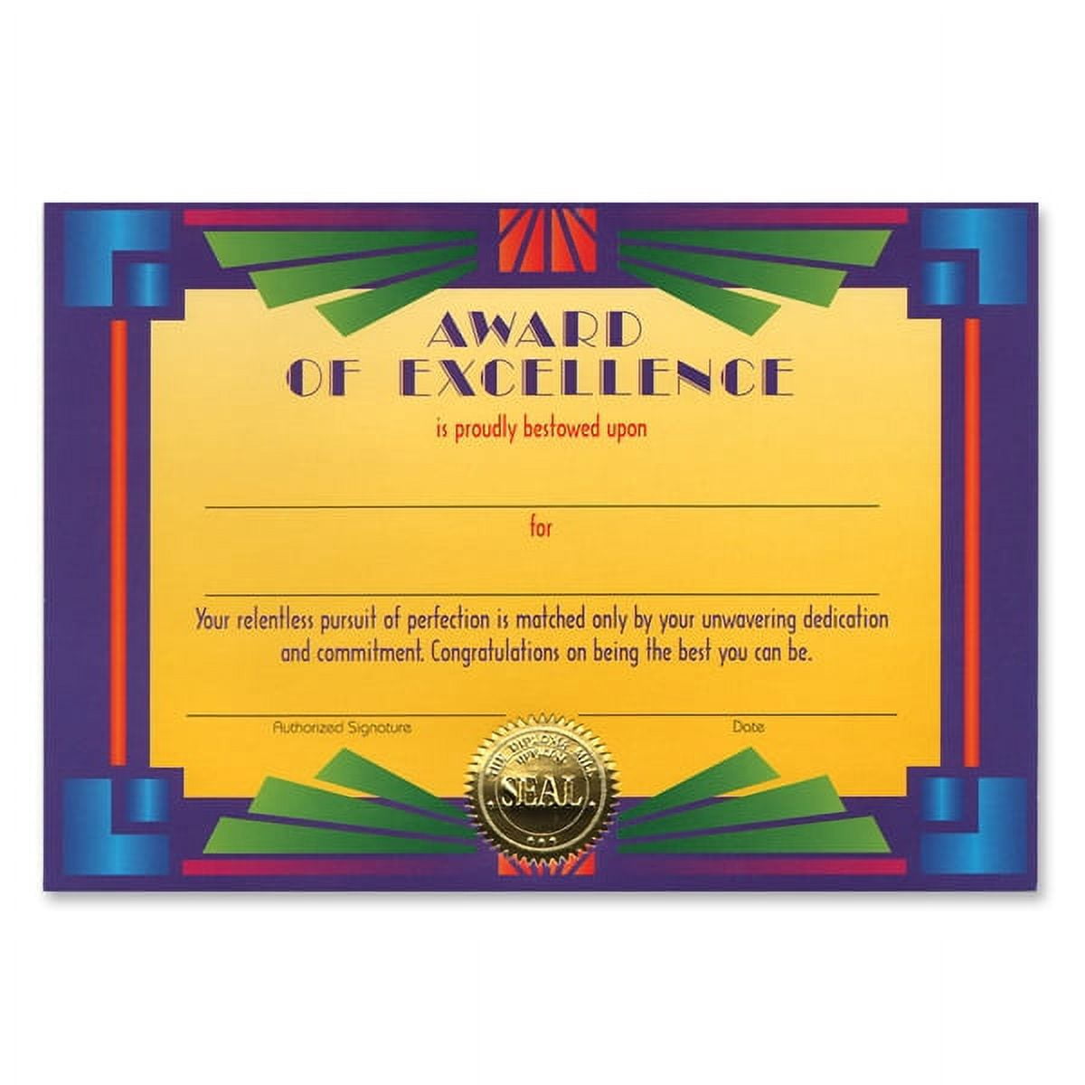 Beistle Pack of 6 Colorful "Award Of Excellence" Certificates 5" x 7 ...