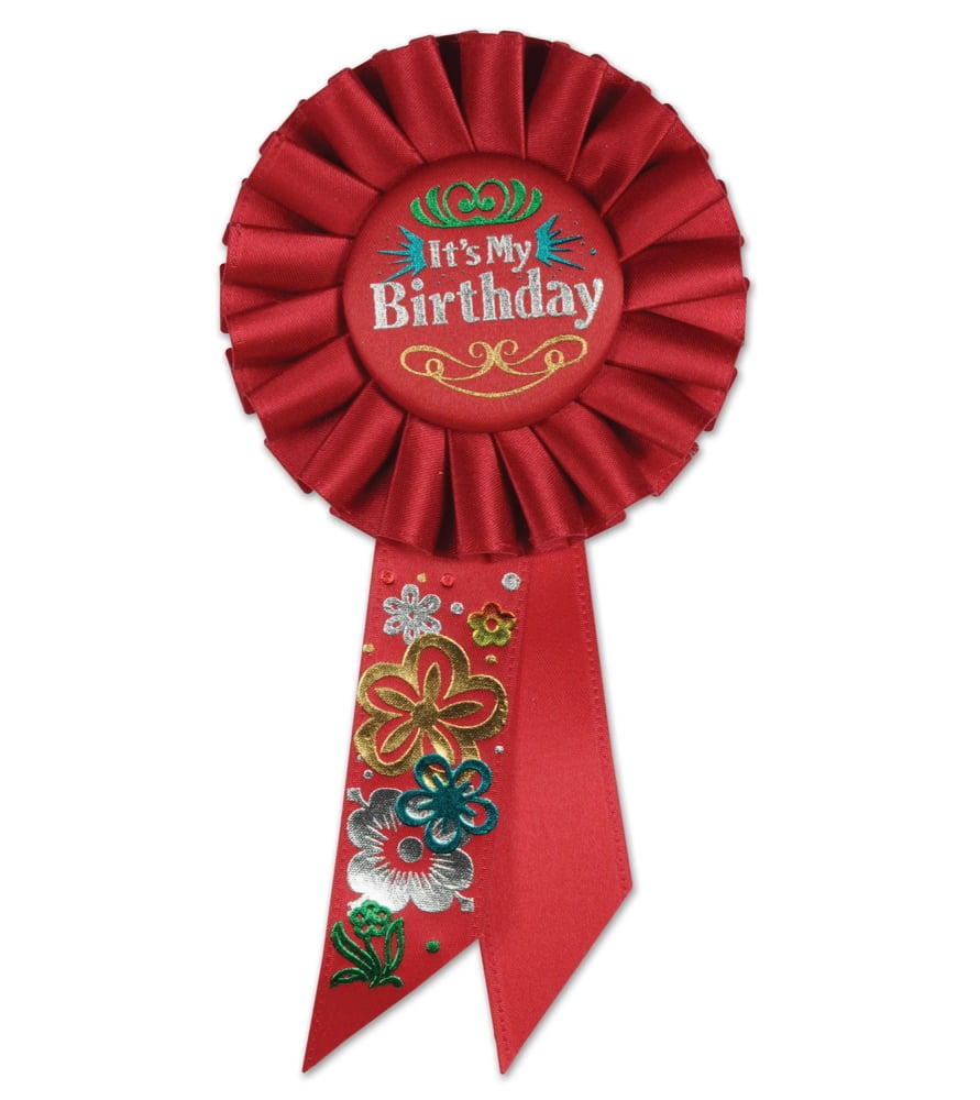 Beistle Pack of 6 Deep Red "It’s My Birthday" Party Celebration Rosette ...