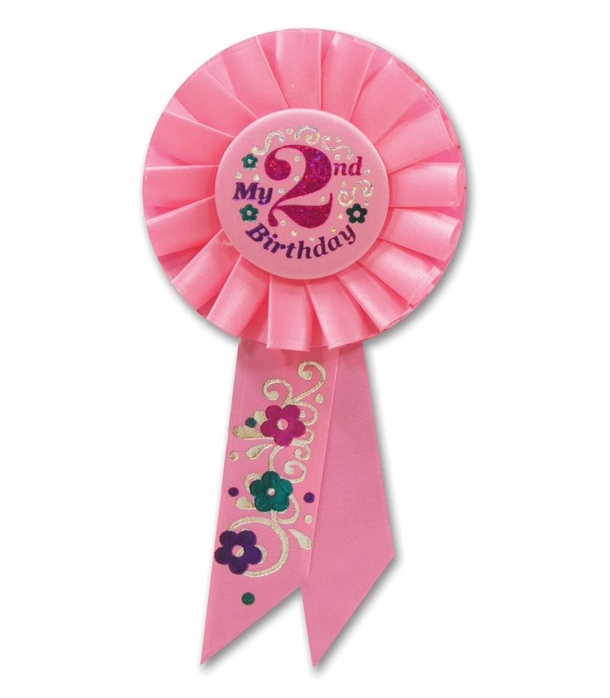Beistle Pack of 6 Pink "My 2nd Birthday" Party Celebration Rosette ...