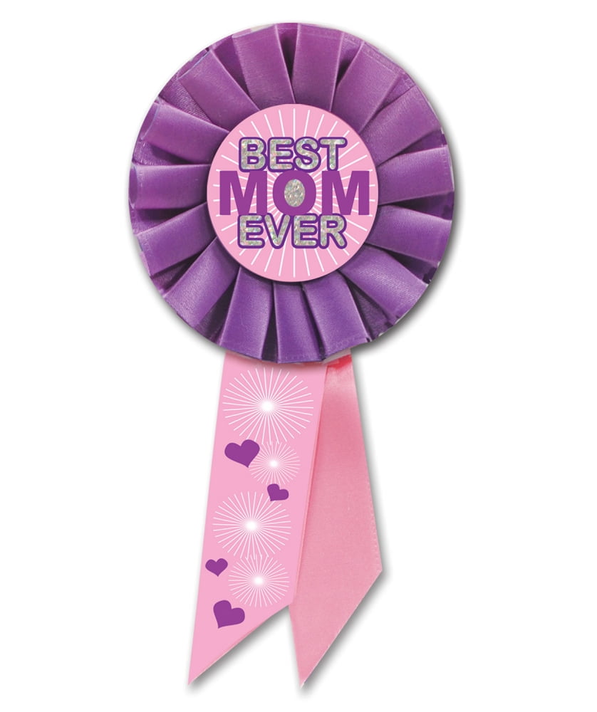 Beistle Pack of 6 Pink and Purple "Best Mom Ever" Mother's Day Rosette ...