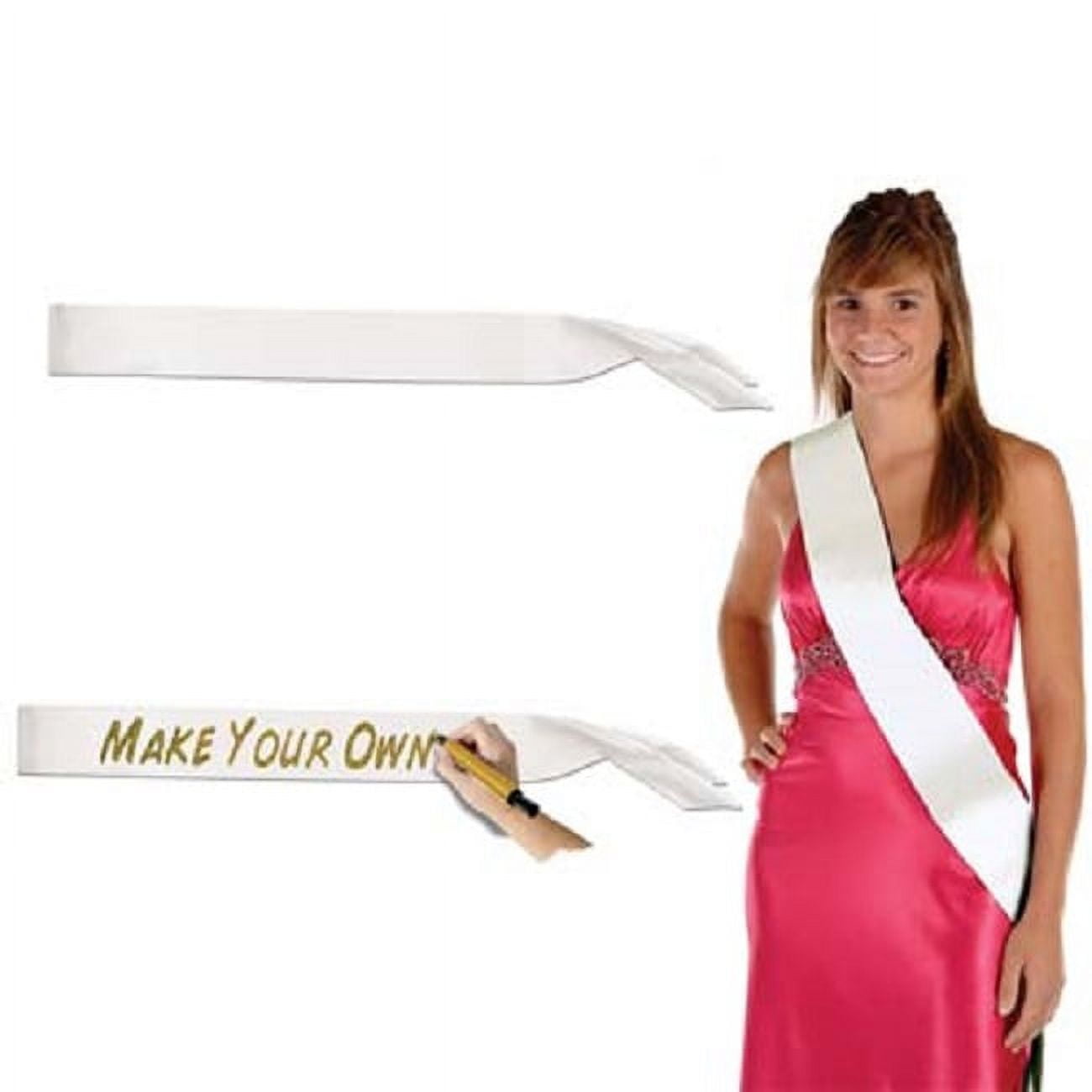 Beistle Pack of 6 Pure White Customizable Sashes 33" - Walmart.com