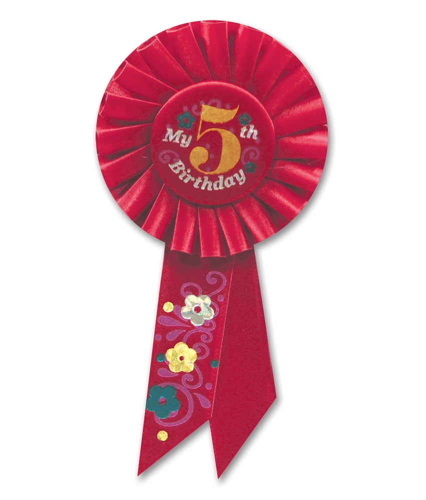 Beistle Pack of 6 Red "My 5th Birthday" Party Rosette Ribbons 6.5 ...