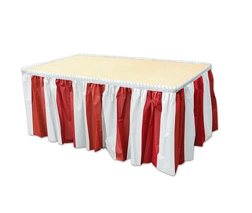 Beistle Pack of 6, Red & White Striped Plastic Table Skirting ...
