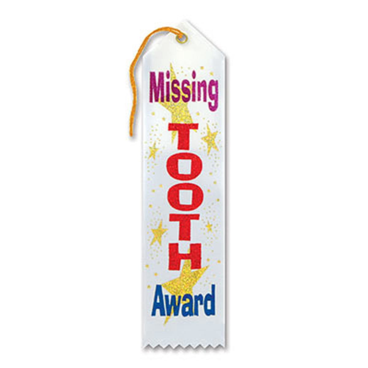 Pack of 6 White "Missing Tooth Award" School Award Ribbon Bookmarks 8 ...