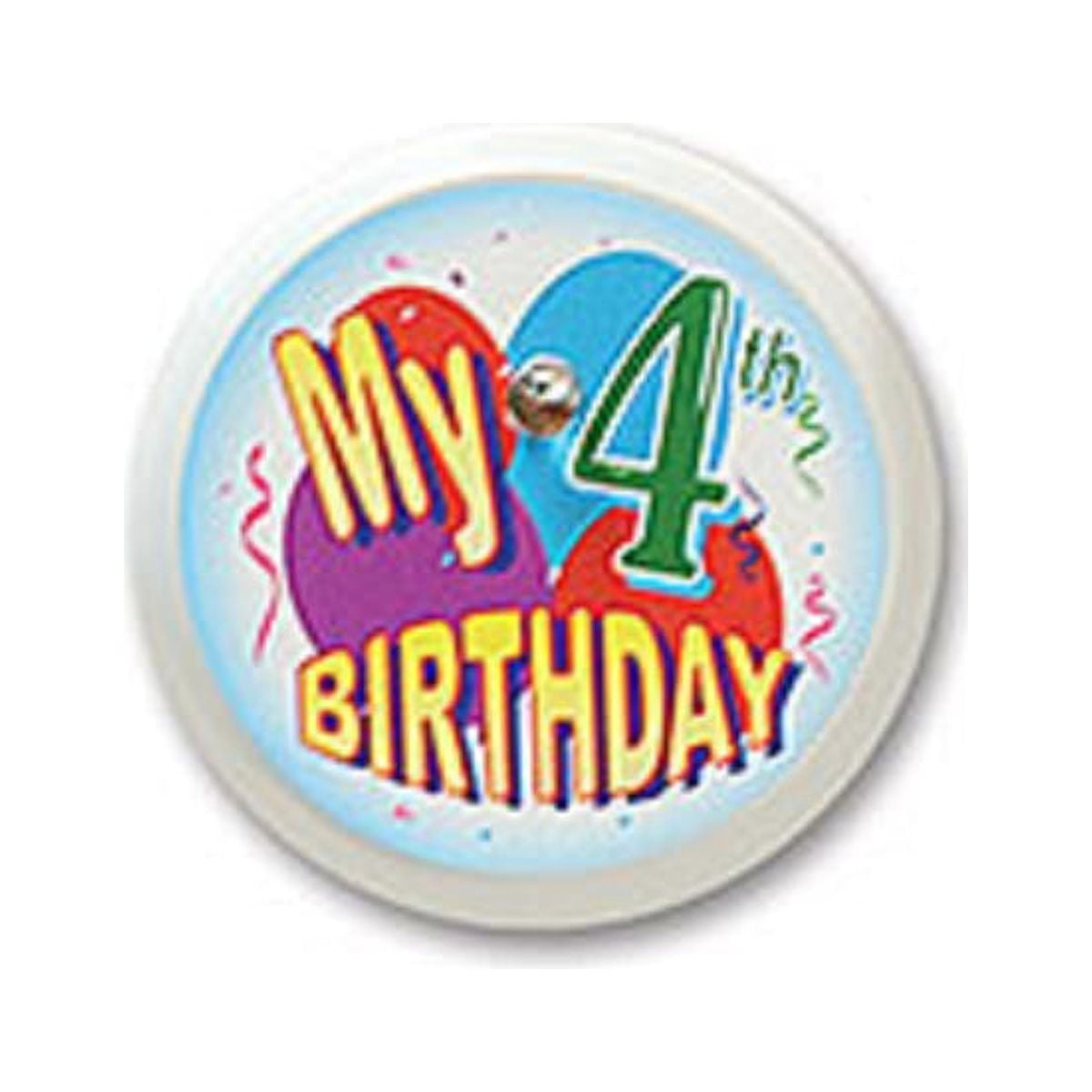 Beistle My 4th Birthday Button Blinking Party Favors - 2"- Multicolor ...