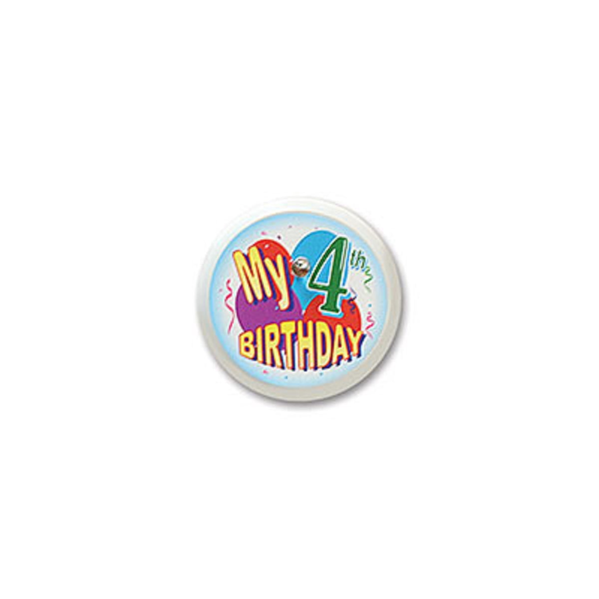 Beistle Pack of 6 White "My 4th Birthday" Birthday Celebration Blinking ...