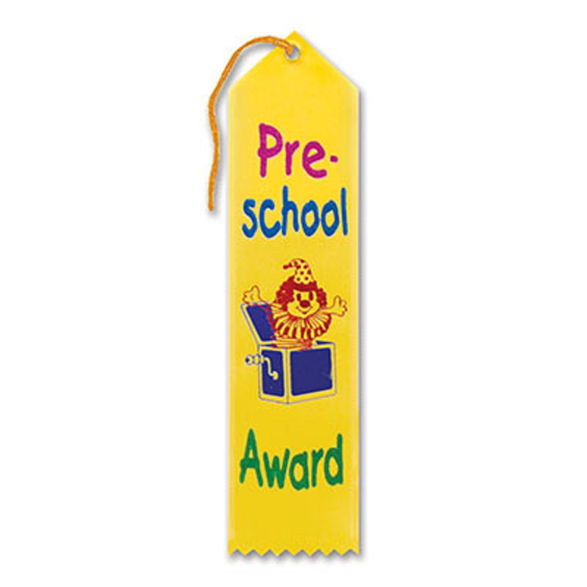 Pack of 6 Yellow “Pre-School Award" School Award Ribbon Bookmarks 8 ...