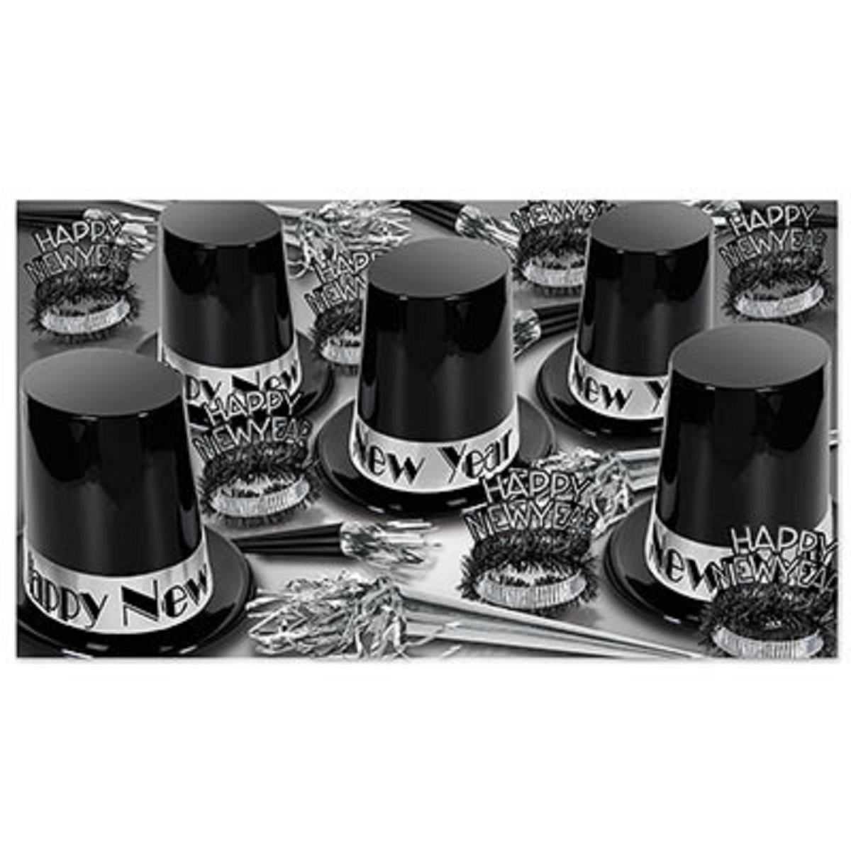 Party Under The Big Top Hat Black and Silver New Year's Eve Party Kit ...