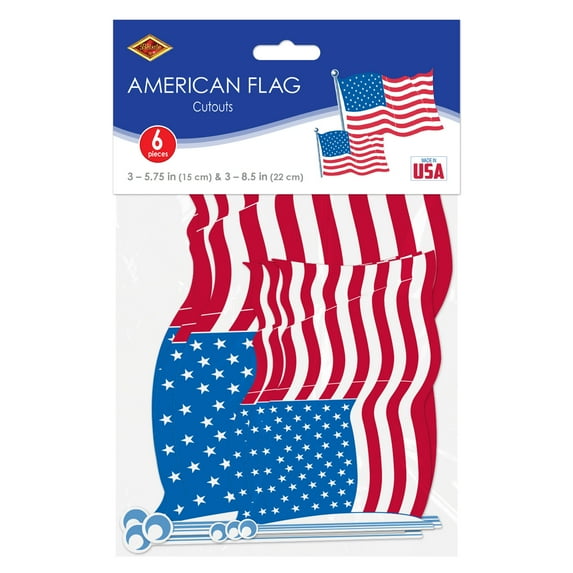 Beistle Patriotic Red, White, and Blue Paper Flag Cutouts Assorted ...