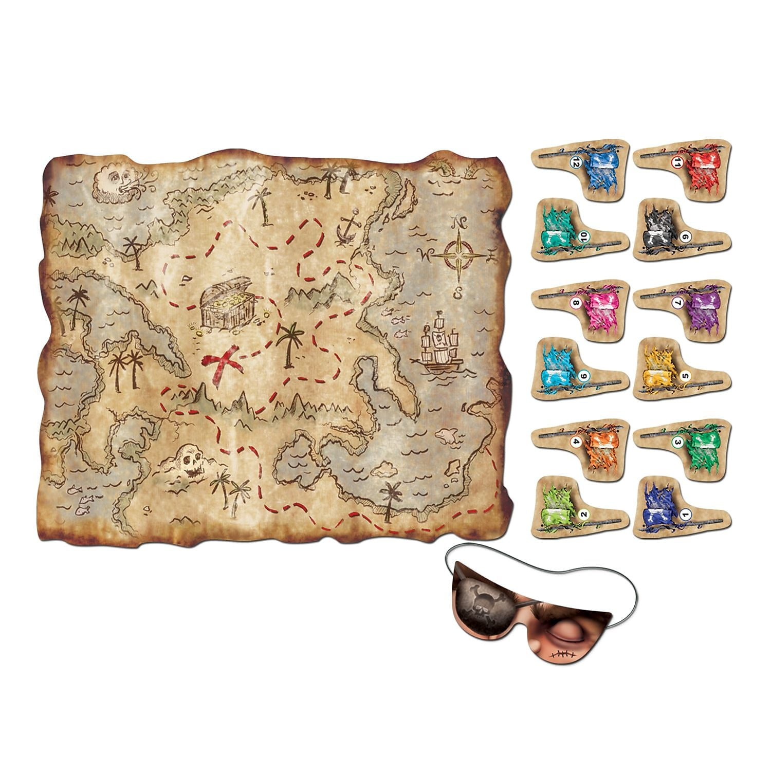Beistle Pirate Treasure Map Board Game with 17" x 19" Map Background ...