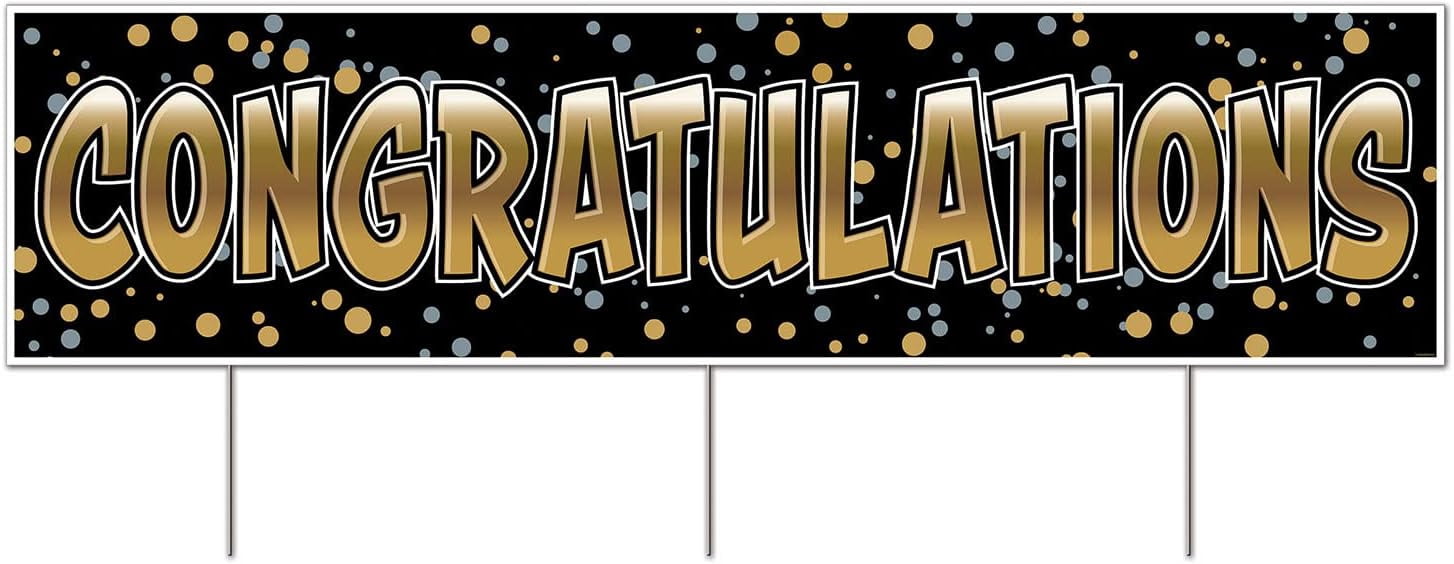 Beistle Plastic Jumbo Congratulations Yard Sign with Metal Stakes 11.75 ...