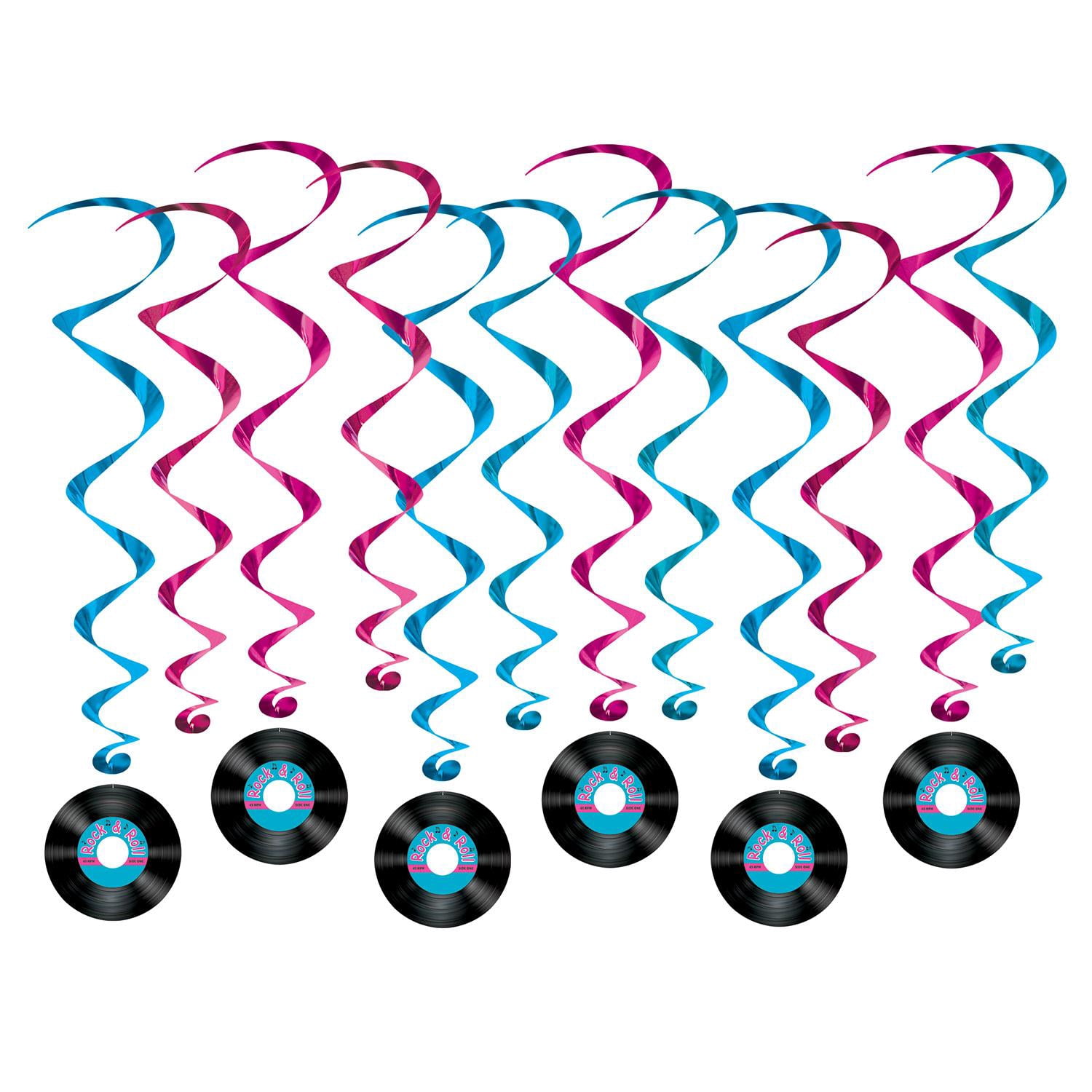72 Pack Beistle Rock/Roll Record Party Whirls - Walmart.com