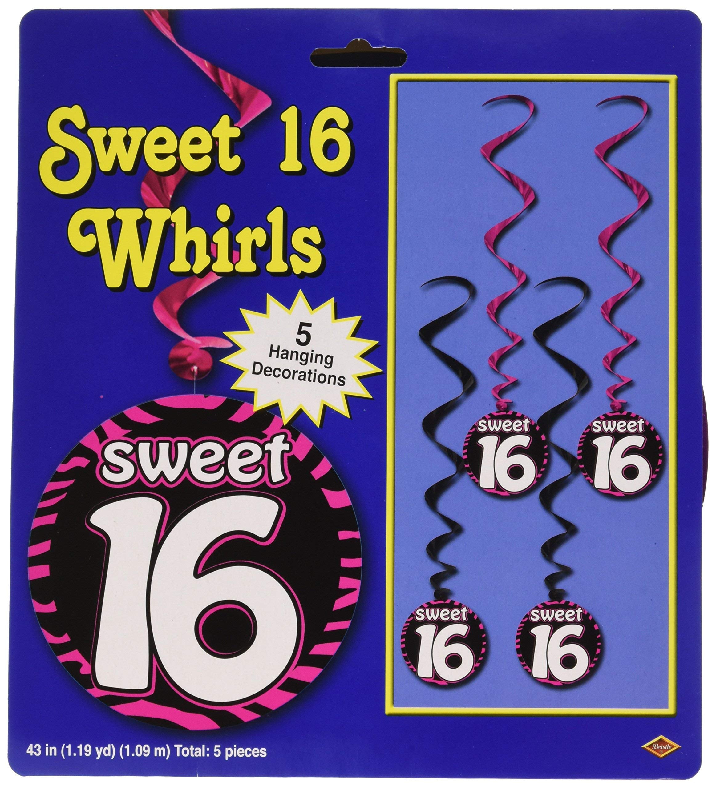 Party Decoration Sweet 16 Whirls 3' 7 - Walmart Business Supplies