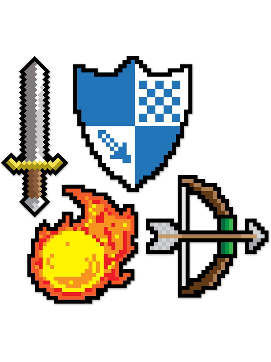 Set Of 4 Retro Video Game 8-Bit Cutouts Party Decoration - Walmart.com