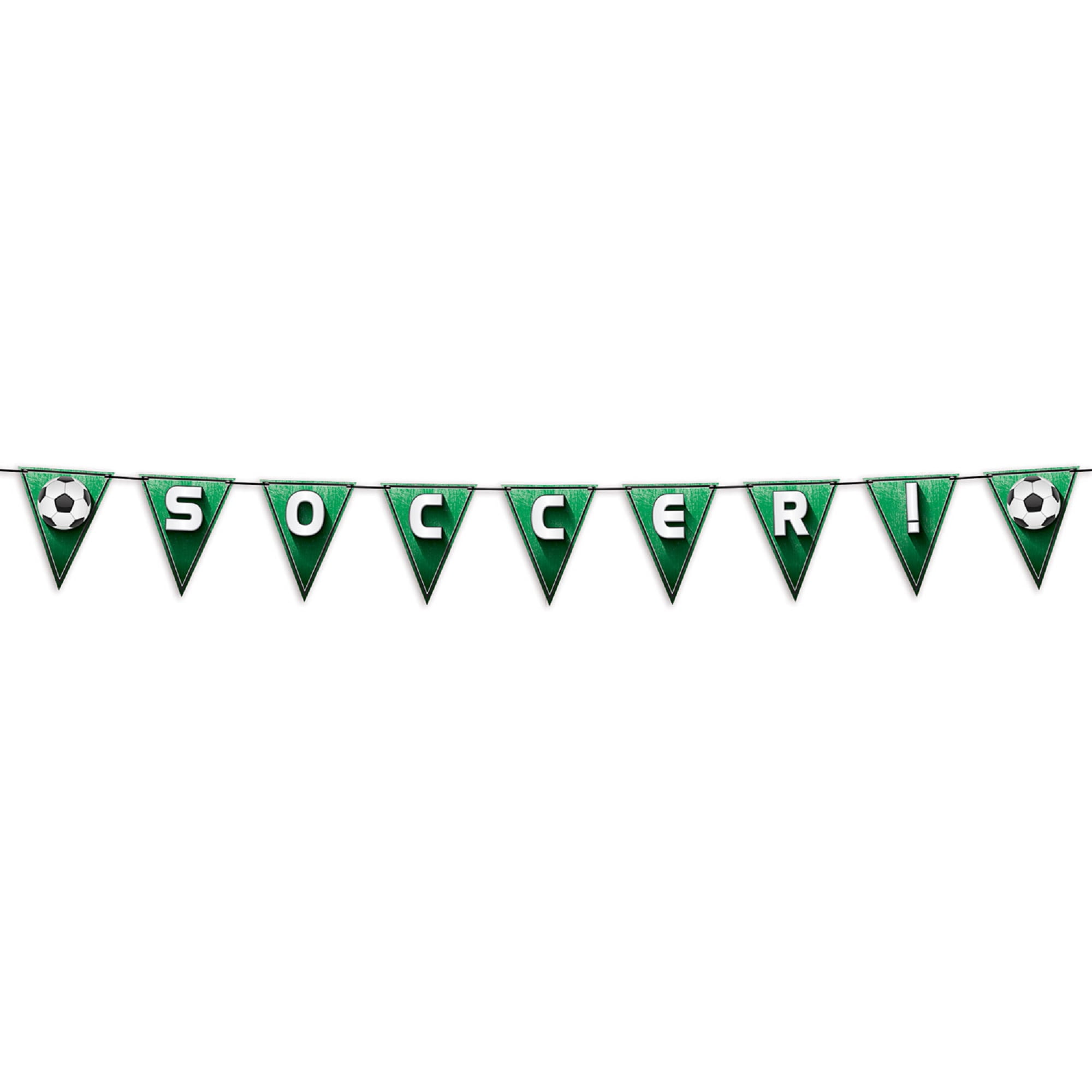 Beistle Set of 12 White,Black and Green Soccer Football Pennant ...