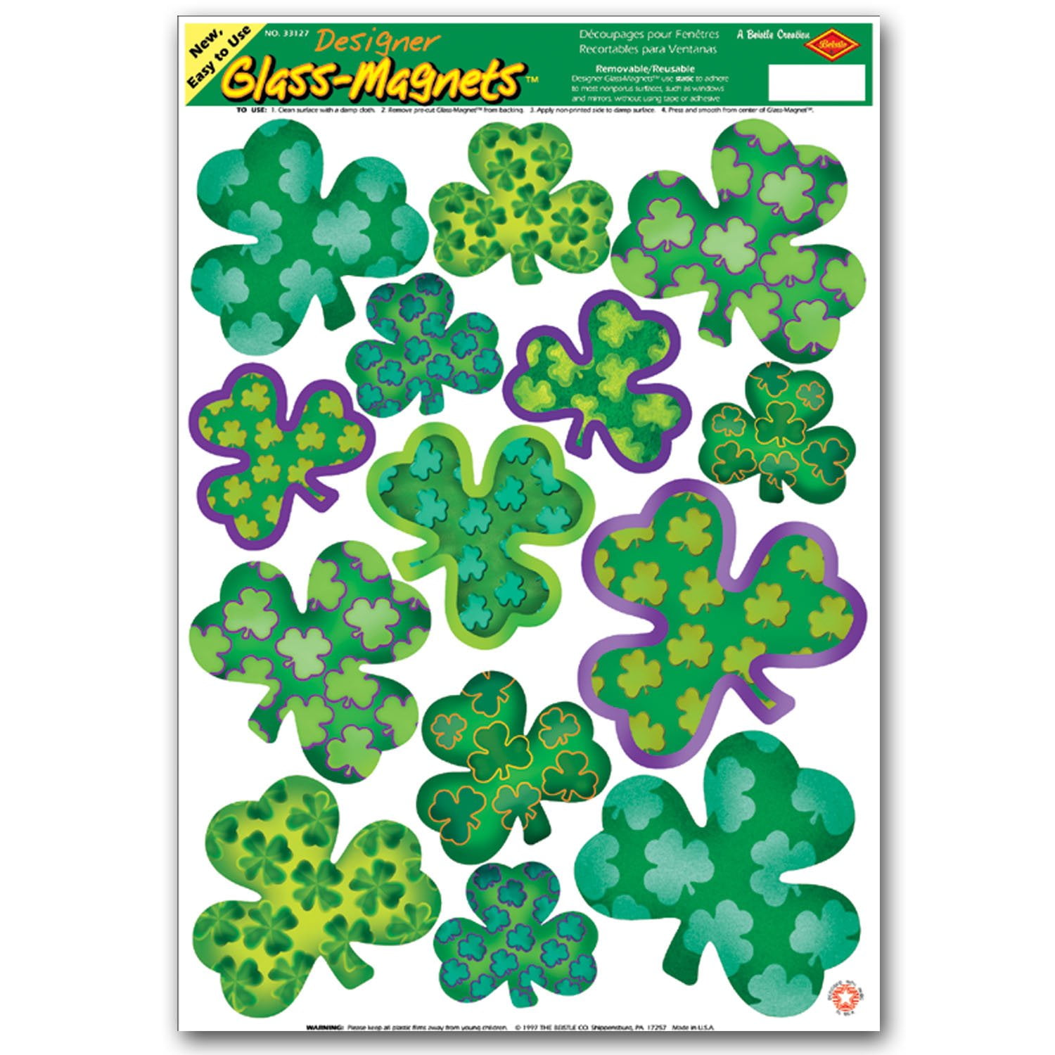 Beistle Shamrock Window Clings Wall Decals (14 Pack) - Walmart.com