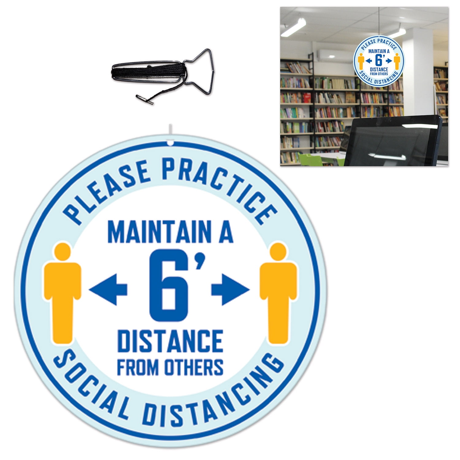 Beistle - Social Distancing Cardboard Ceiling Sign - 12" x 12"; Sign ...