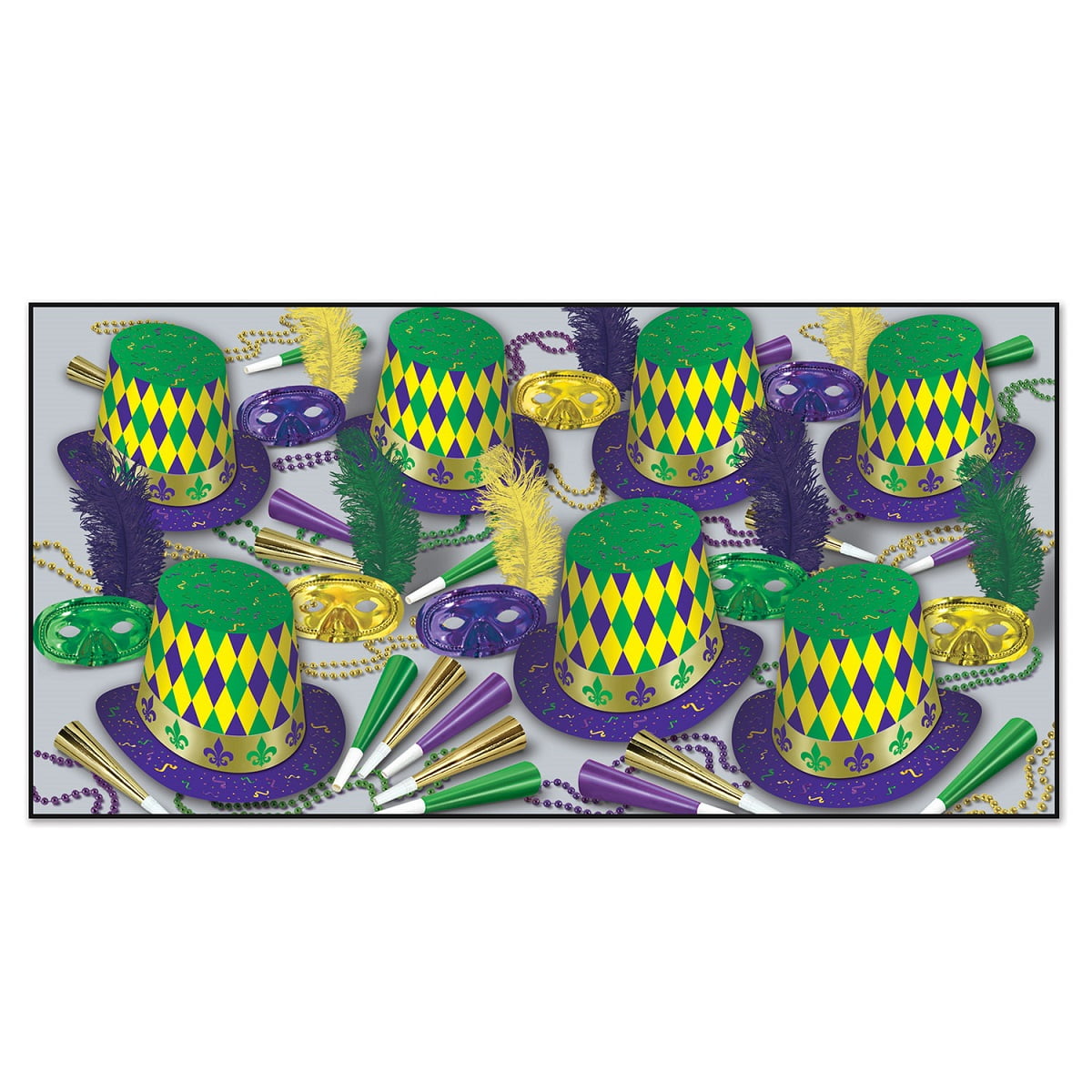The Traditional Colors Mardi Gras Party Kit Assortment for 50 People ...