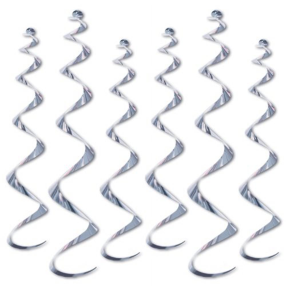 Beistle Twirly Whirly Solid Decoration 24"-36" Hanging Whirls, Silver ...