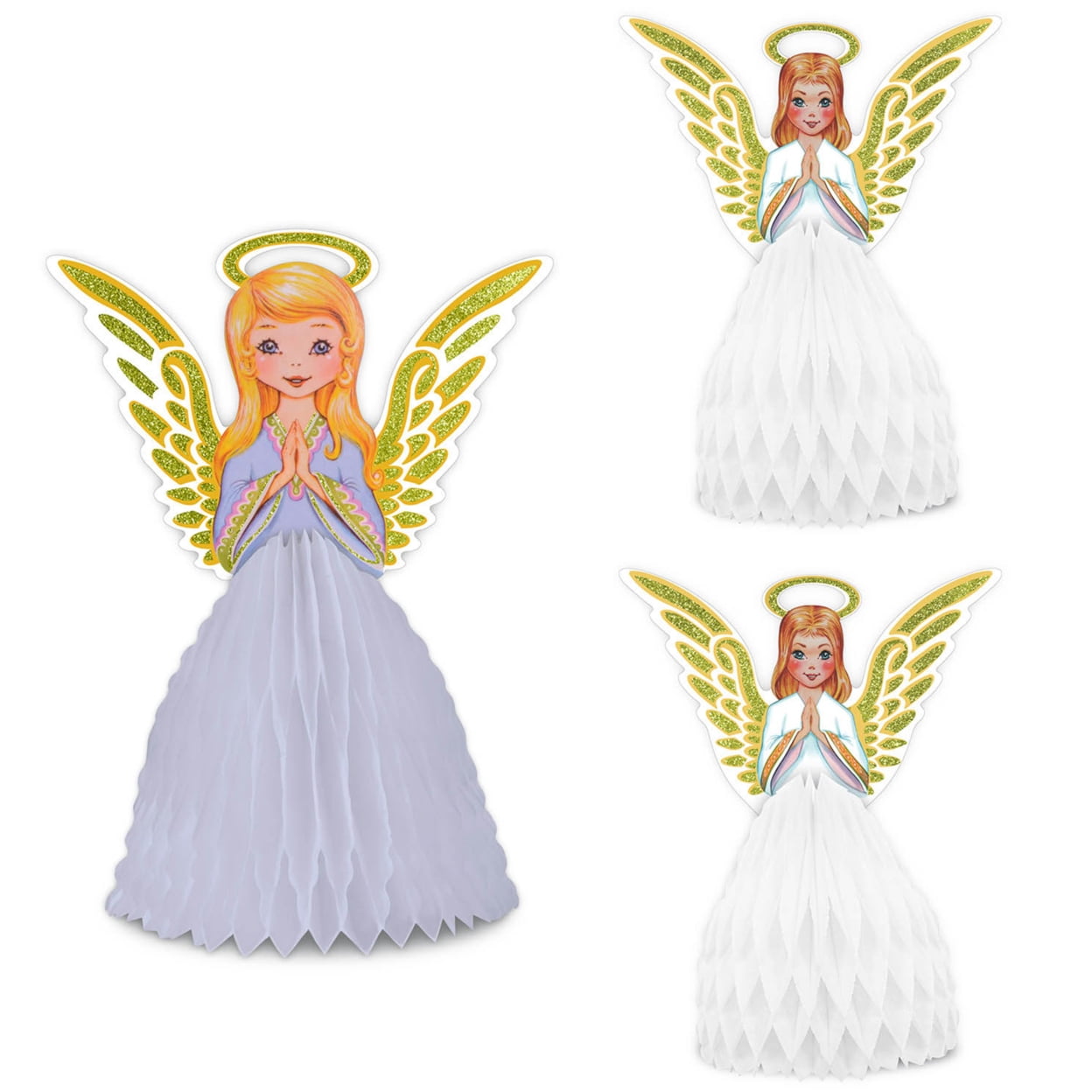 Beistle Vintage Christmas Party Decorative Angel Centerpiece Set (3 Per ...