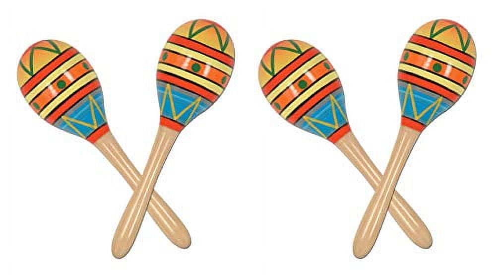 Beistle Wooden Hand Decorated Mexican Maracas 4 Piece Fiesta Party ...