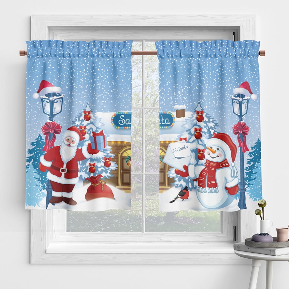 Beiwei Christmas Rod Pocket Cafe Tier Kitchen Valance Short Window ...