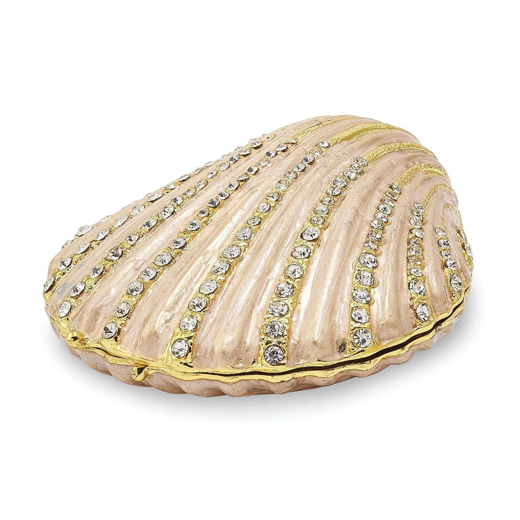 Bejeweled Clam Shell Trinket Box with Charm Pendant - Walmart.com