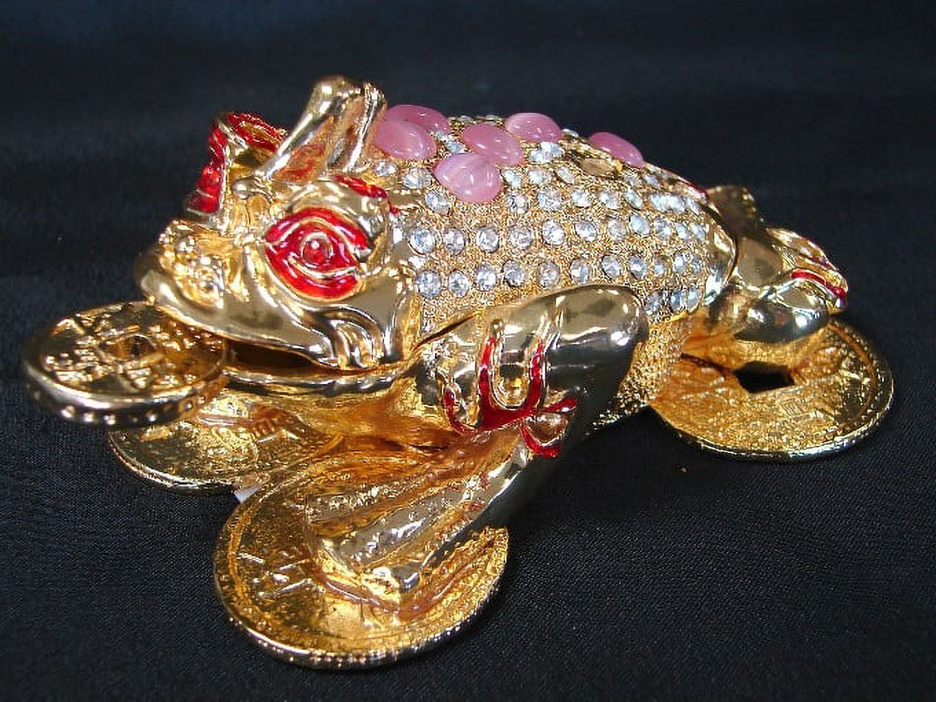 Bejeweled Metal Three-Legged Toad with Chinese Coin in Its Mouth ...